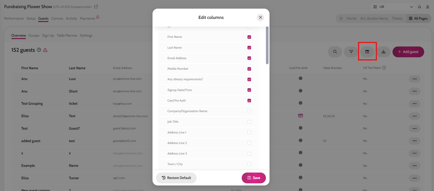 Editing columns on reporting table view