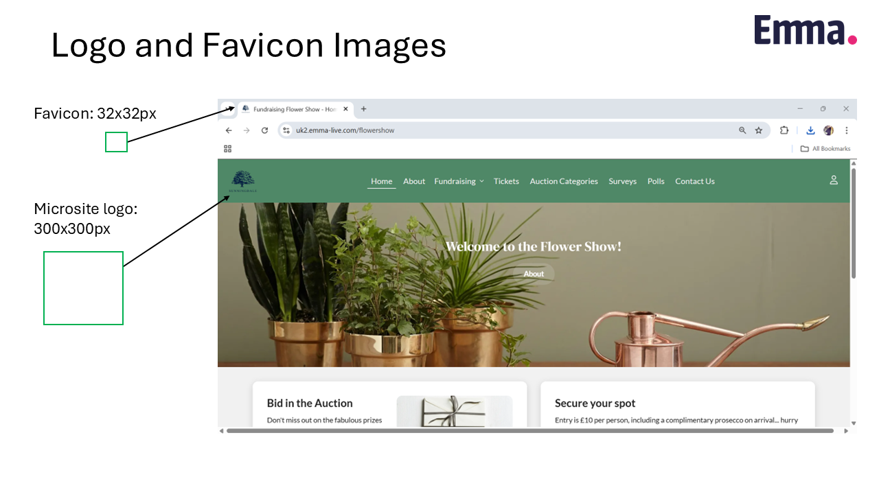 Microsite design images sizes