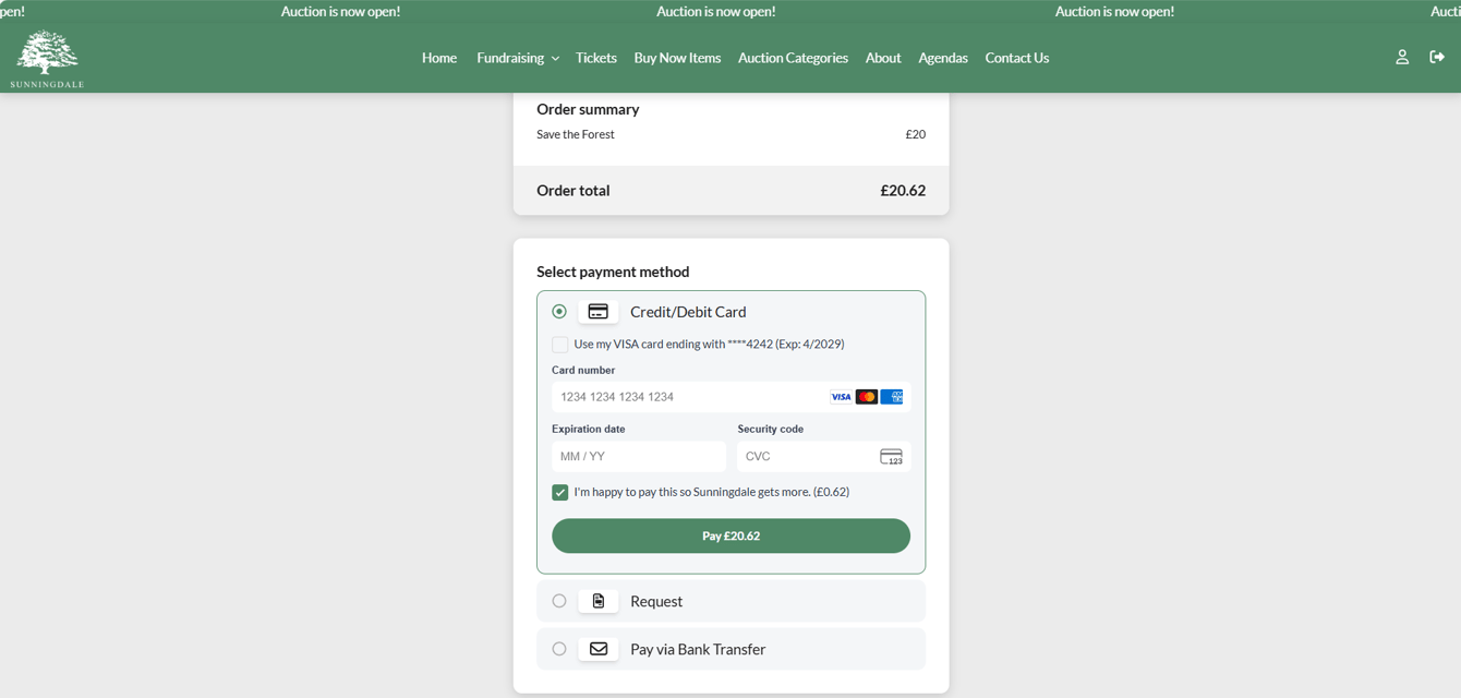 Managing guest card processing fee options